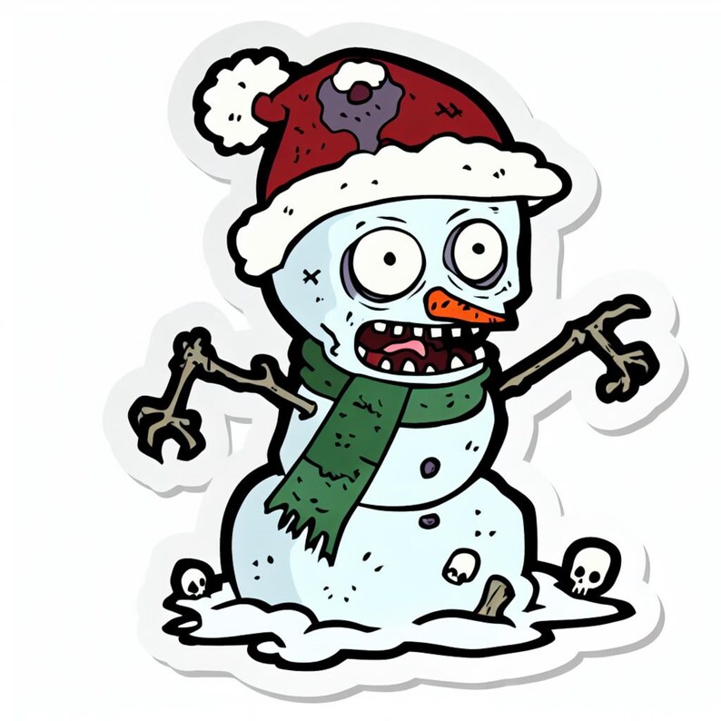 Zombie Snowman Waterproof Vinyl Sticker, UV Resistant Decal, Car Truck ...
