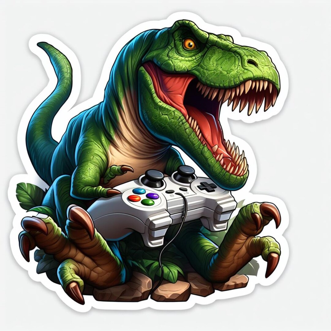 Gaming T-rex Window Sticker, Tyrannosaurus Rex Sticker, Dinosaur ...