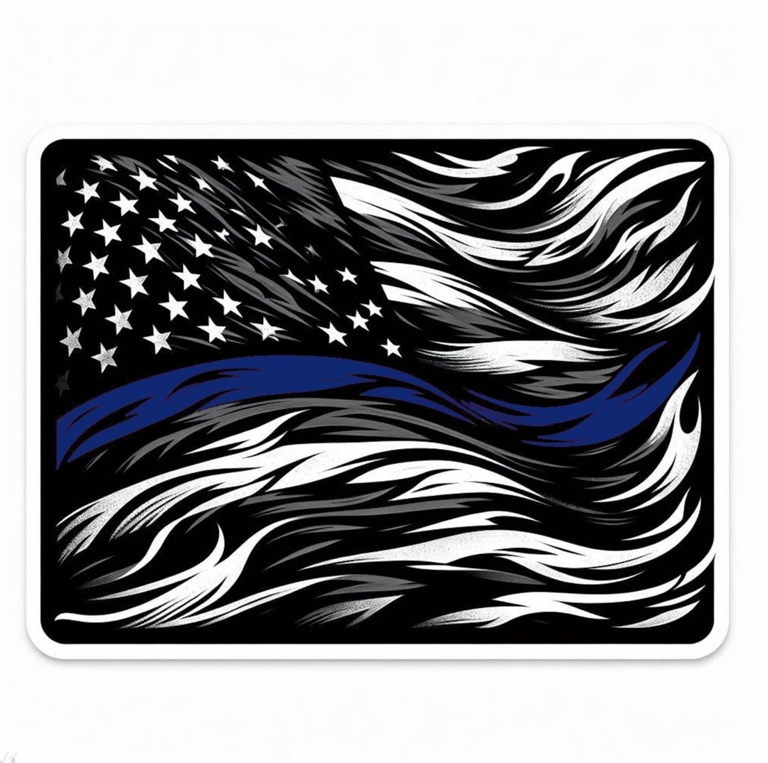 Thin Blue Line Flag | Waterproof, UV Resistant, Vinyl Sticker Decal - Etsy