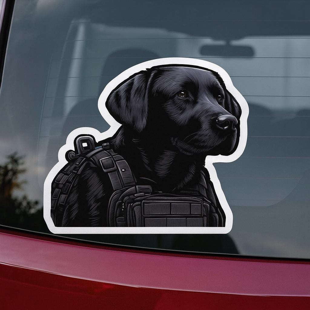 Tactical Dog Sticker | Black Labrador Waterproof Vinyl Decal - Etsy