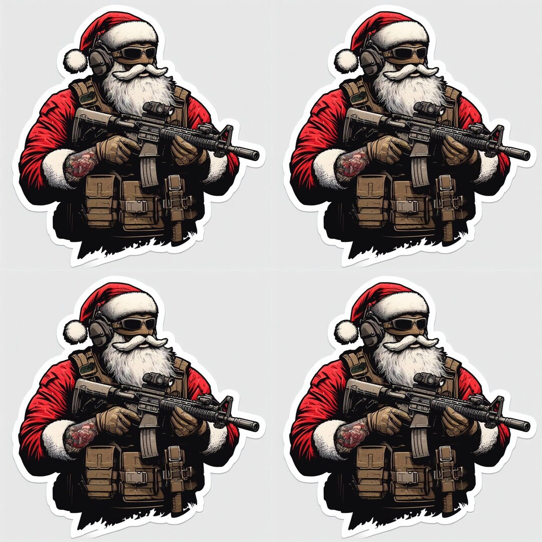 Tactical Santa Clause 4 Pack | Waterproof, UV Resistant, Vinyl Sticker ...