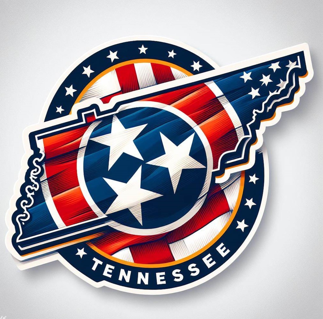 State of Tennessee and Flag | Waterproof, UV Resistant, Vinyl Sticker ...