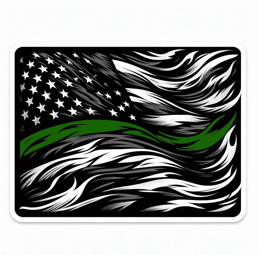 Thin Green Line Flag | Waterproof, UV Resistant, Vinyl Sticker Decal - Etsy