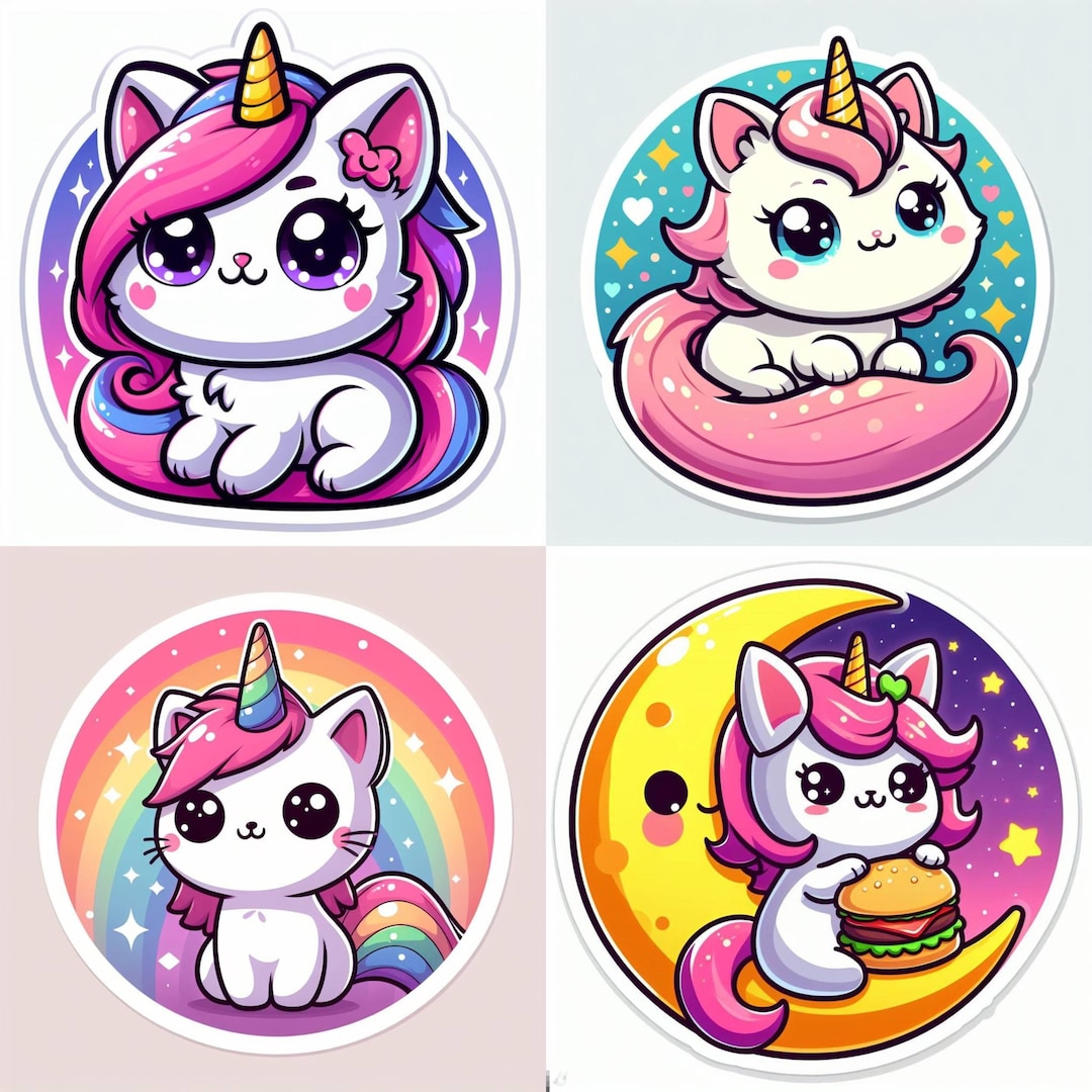 Caticorn Stickers 4 Pack / UV Resistant, Waterproof Sticker Decal - Etsy