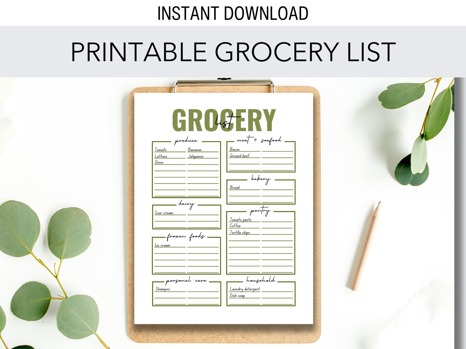 Weekly Meal Plan and Grocery List Printable | Weekly Meal Planner and ...