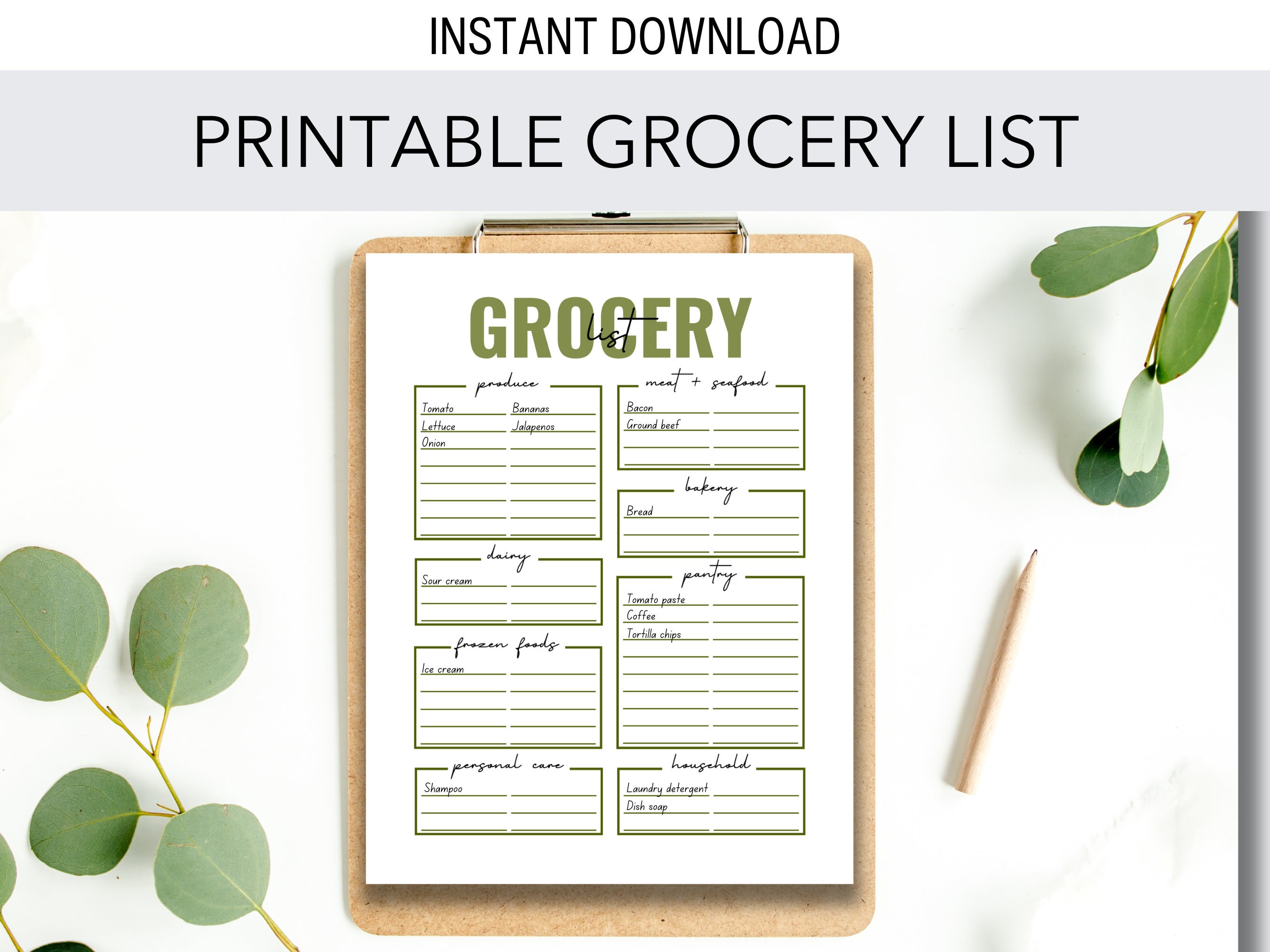 Weekly Meal Plan and Grocery List Printable | Weekly Meal Planner and ...