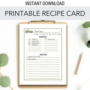 Printable Recipe Cards | Two Different Recipe Card Sizes | Small and ...