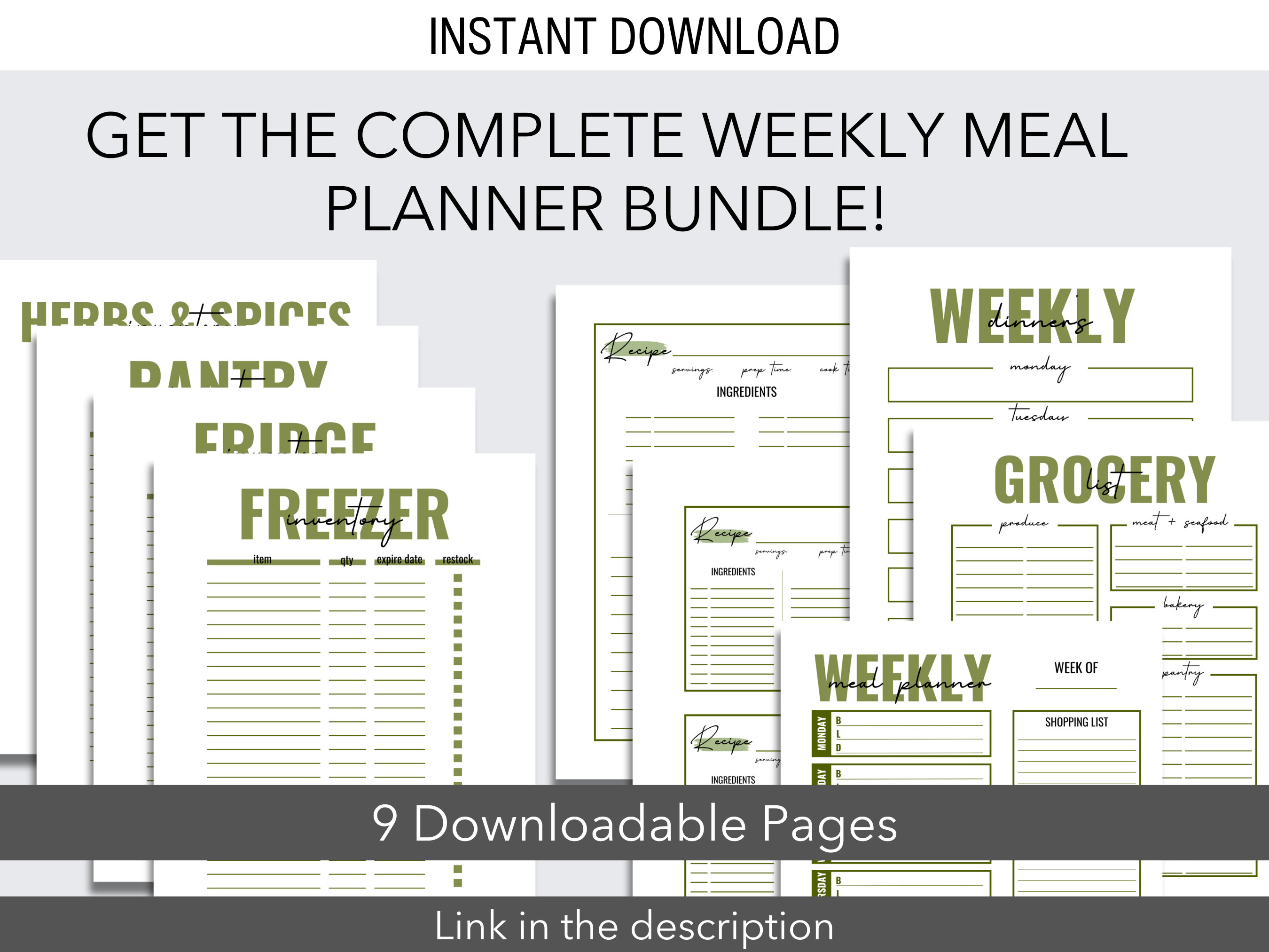 Weekly Meal Plan and Grocery List Printable | Weekly Meal Planner and ...