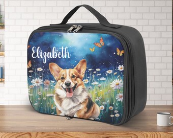 Corgi Personalized Lunch Tote, Dog Monogram Lunch Bag, Custom Name ...