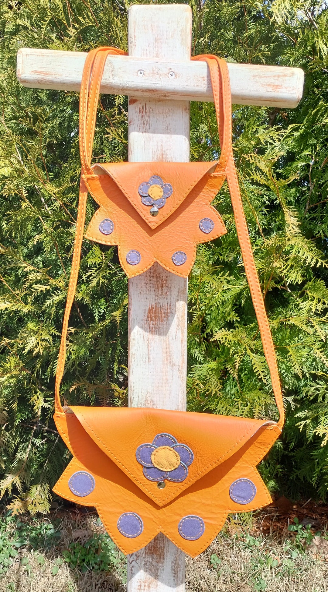 Mommy & Me Leather Purse Set in Orange - Etsy