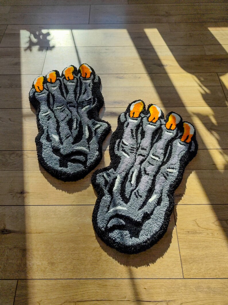 Custom Volcanic Monster Paws, Tufted 3D Rug, Hand Tufted Shape Rug ...
