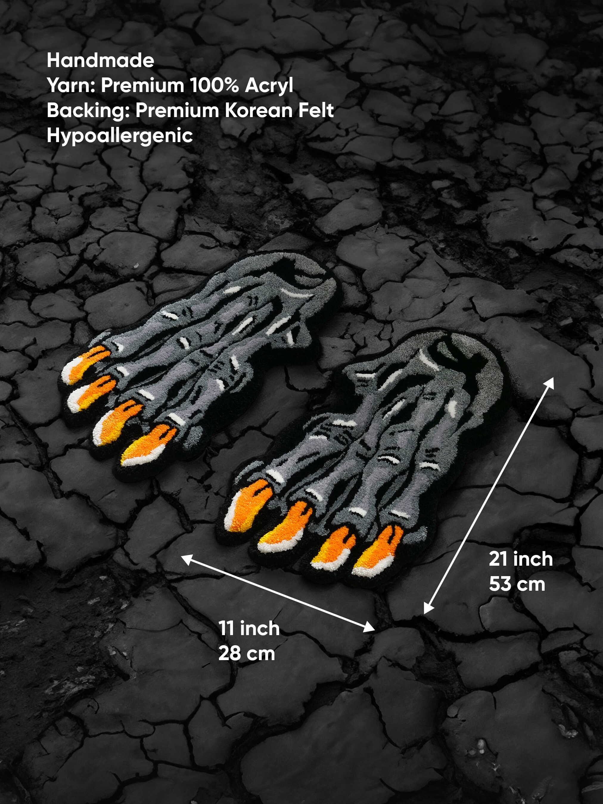 Custom Volcanic Monster Paws, Tufted 3D Rug, Hand Tufted Shape Rug ...