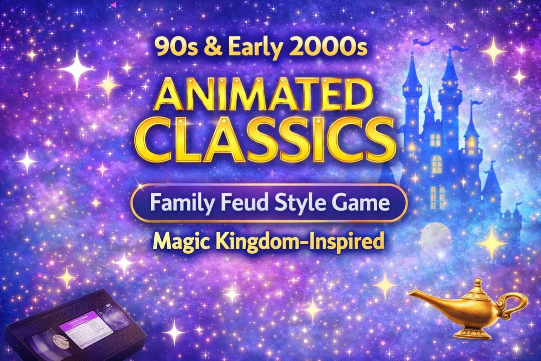 90s & Early 2000s Animated Classics Family Feud Game | Disney Era Party ...