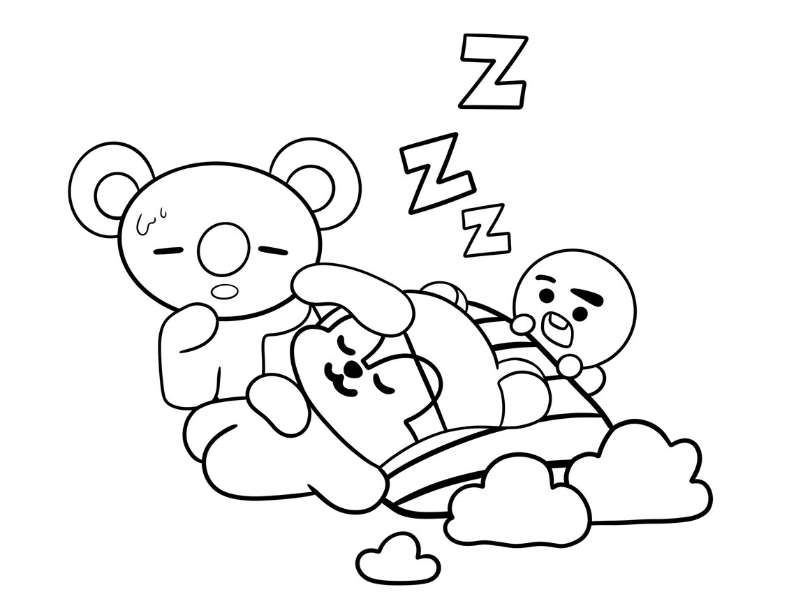 BT21 Inspired Coloring Pages (10 Pages) - Etsy
