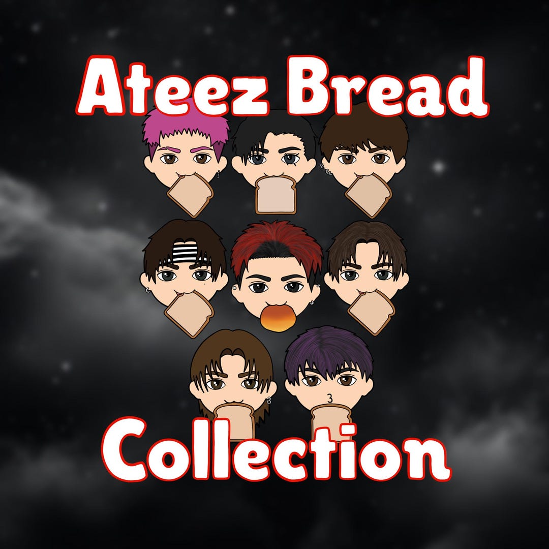 Ateez Bread Sticker Collection L San, Wooyoung, Mingi, Yeosang, Yunho ...