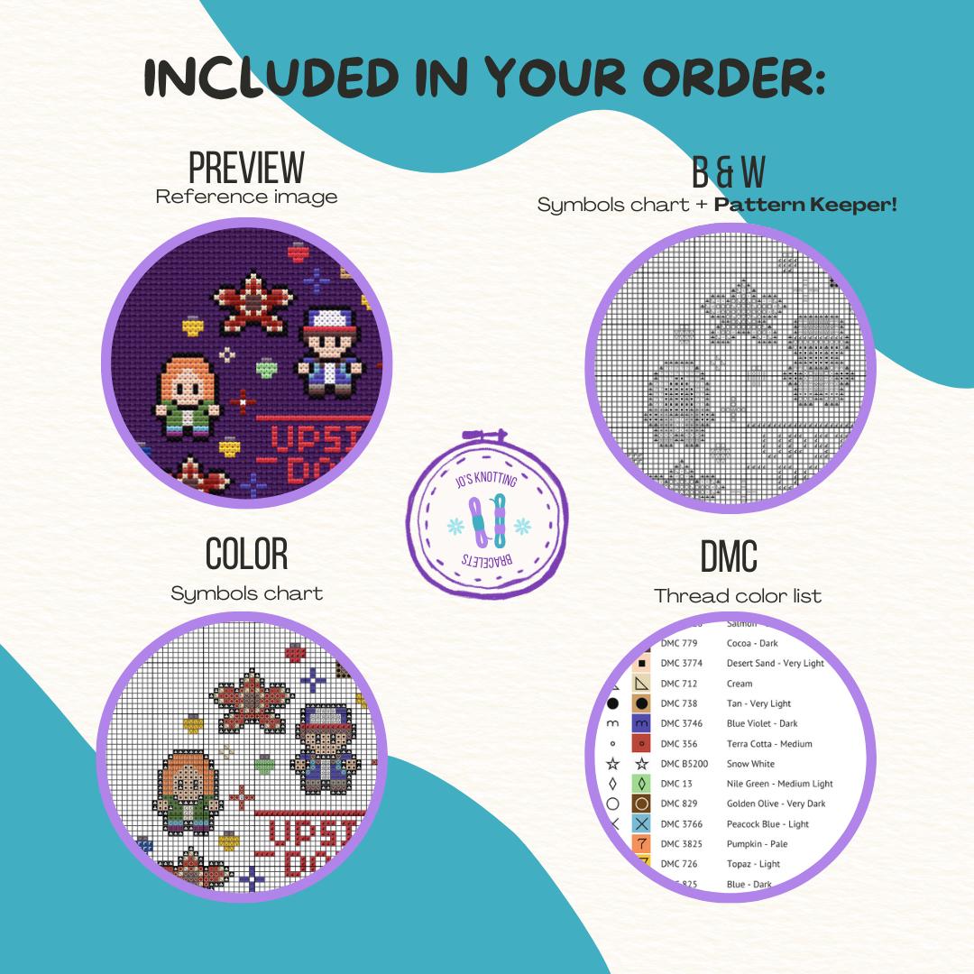 Stranger Stuff Upside Down Chart: Cross Stitch Pattern, Tv Show Scary ...