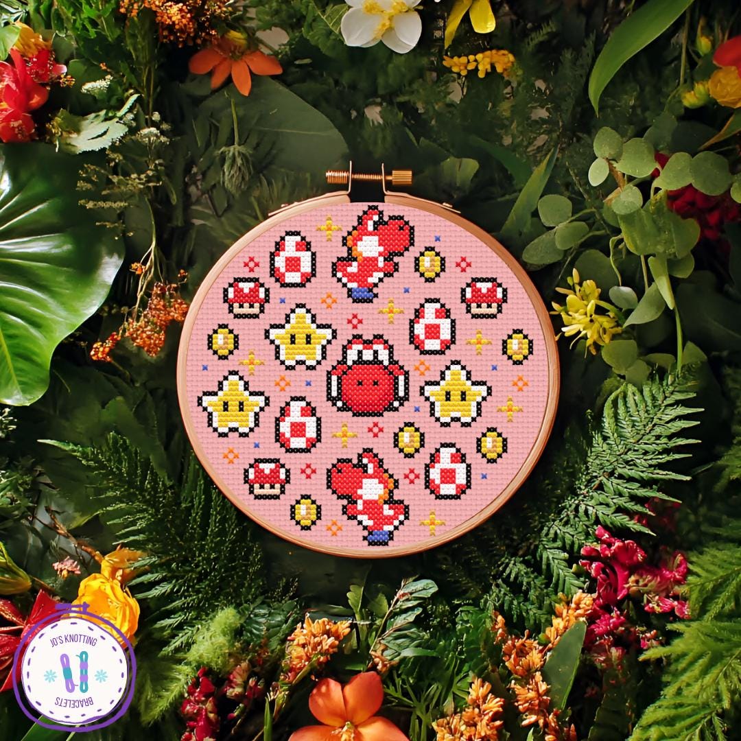 Yoshi Red Version Easy Cross Stitch Pattern for Beginners, Nintendo ...