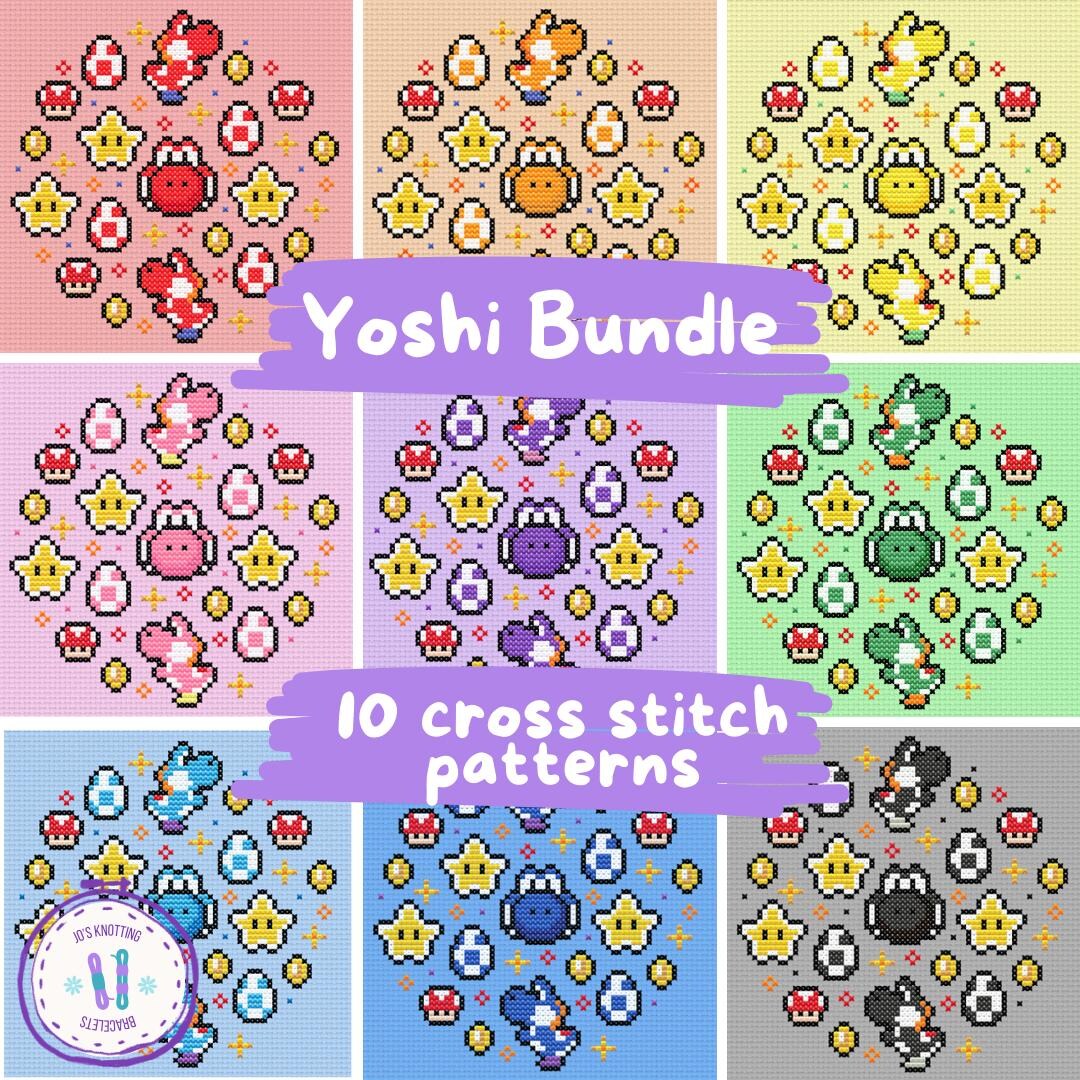 Yoshi Bundle Version Easy Cross Stitch Pattern for Beginners, Nintendo ...