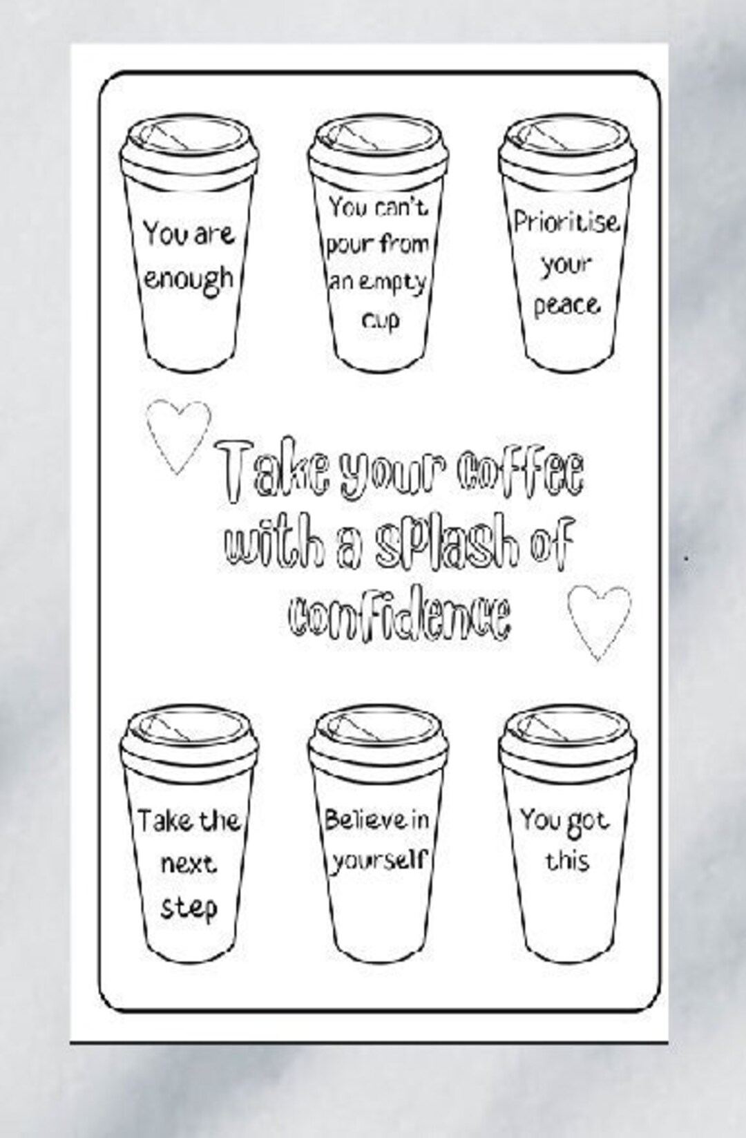 Coffee and Confidence - Printable Colouring Page - Etsy