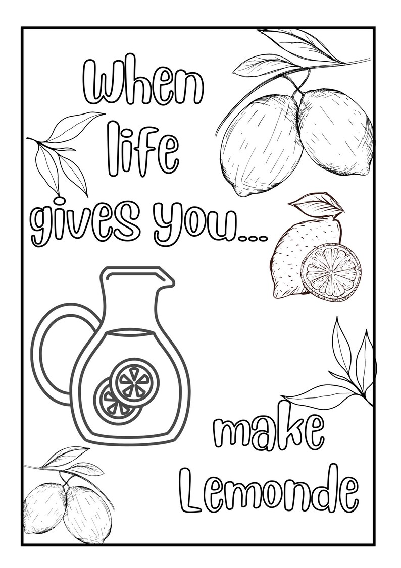 When Life Gives You Printable Colouring Page - Etsy