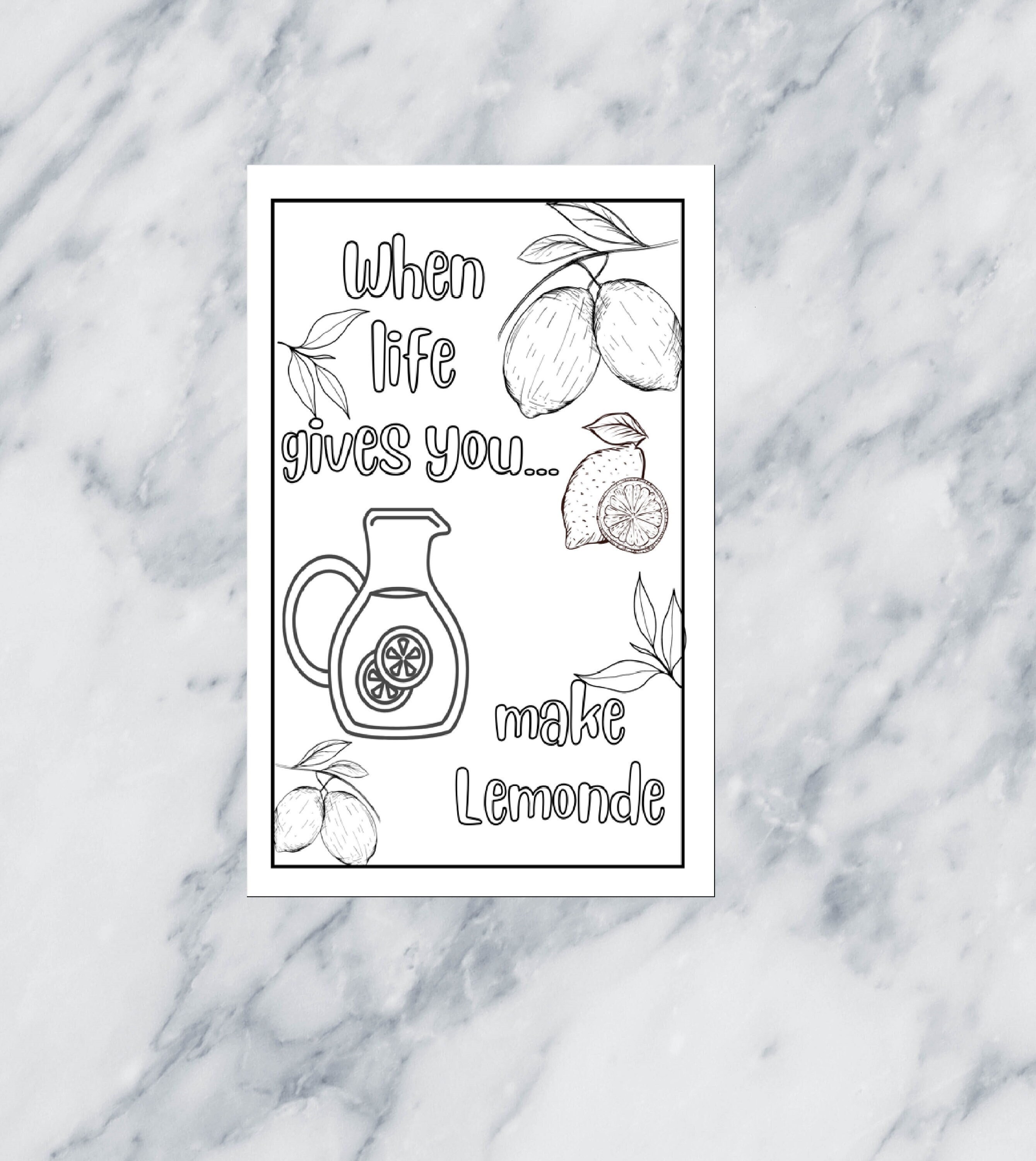 When Life Gives You Printable Colouring Page - Etsy