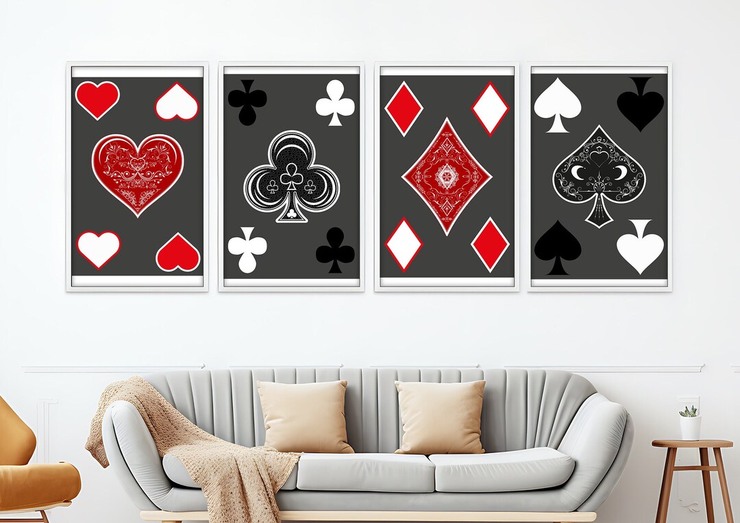 Playing Card Retro Wall Art, Retro Wall Art, Modern Wall Art, High ...