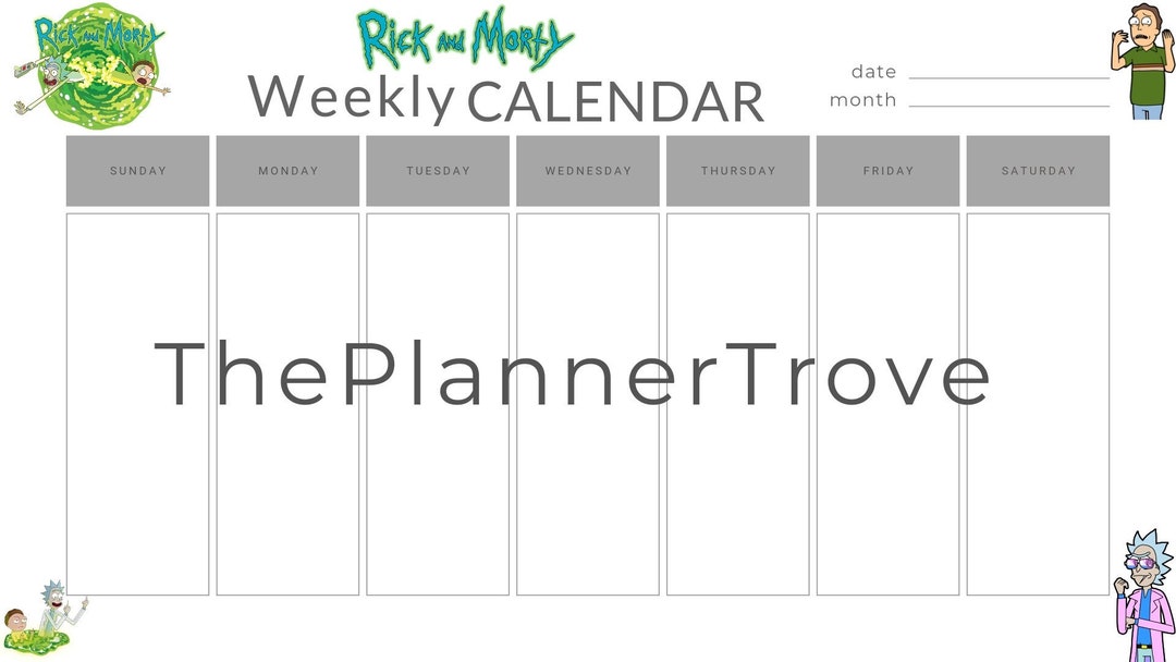 Rick and Morty Weekly Calendar - Etsy
