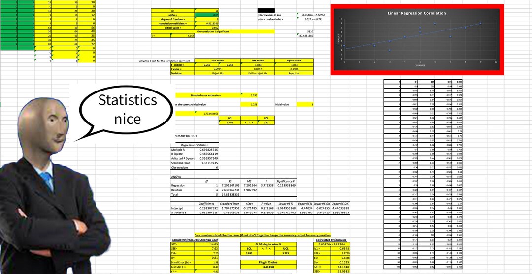 Statistics Excel Template for Students | Stats 1 Spreadsheet | College ...