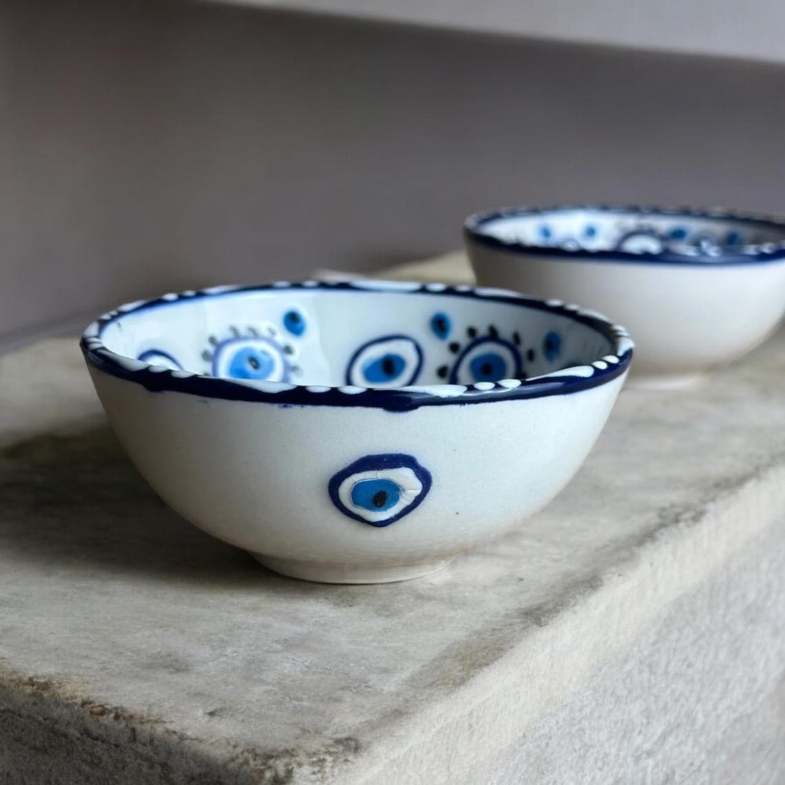 Hand-painted Ceramic Evil Eye Bowls: Turkish Decor, Set of 3 - Etsy
