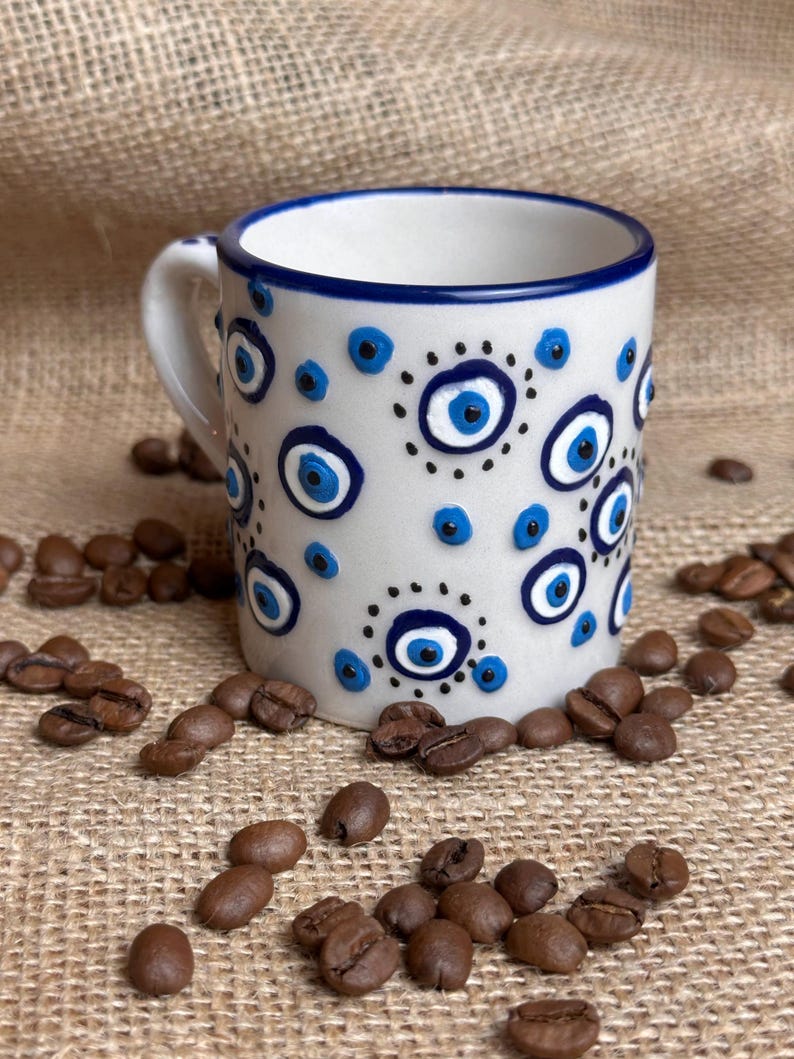 Hand-painted Evil Eye Espresso Mug: Turkish Coffee Cup - Etsy