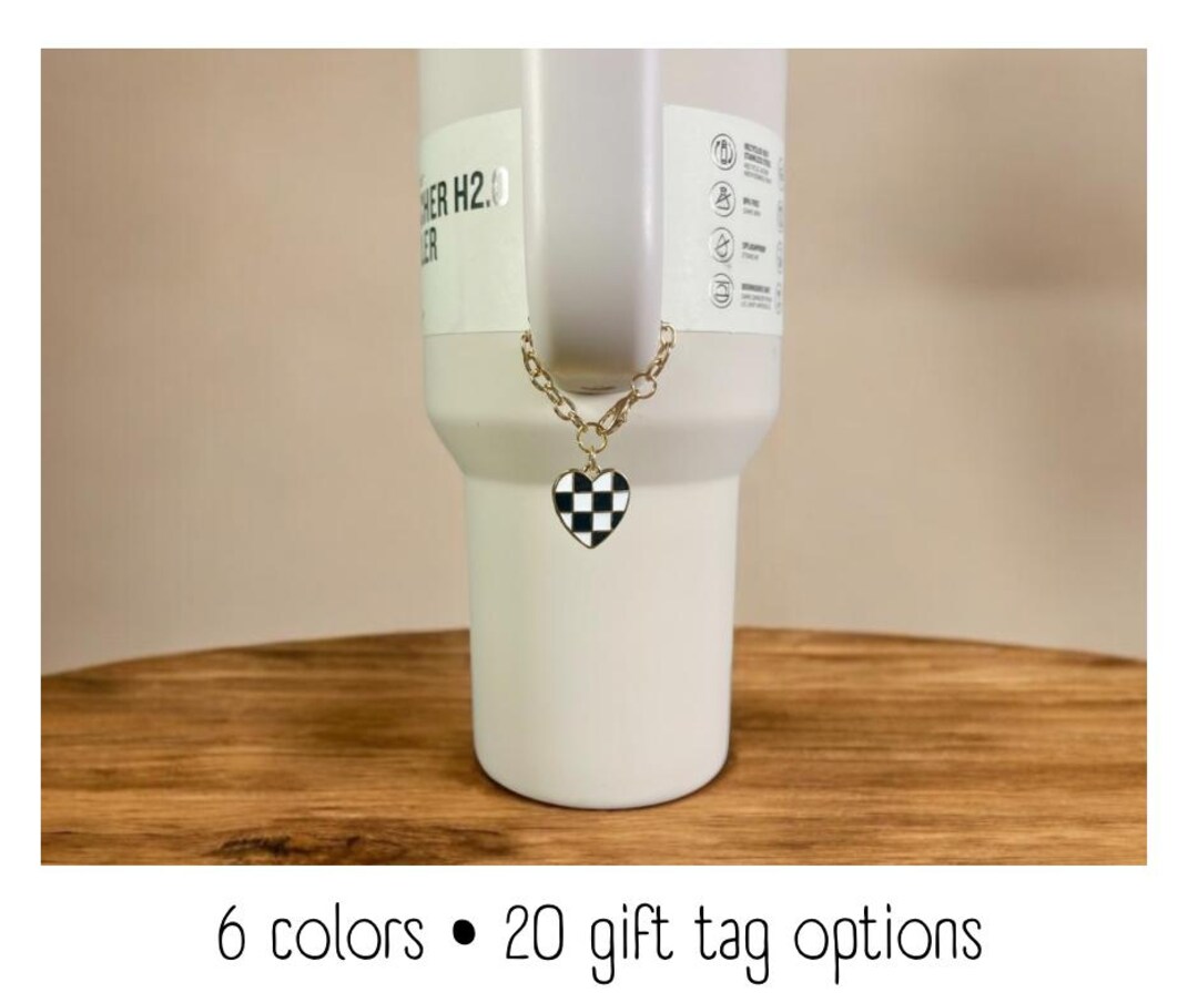 Tumbler Charm - Checkered Heart - Handle Charm - Stanley - Hydrojug ...