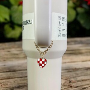 Tumbler Charm - Checkered Heart - Handle Charm - Stanley - Hydrojug ...