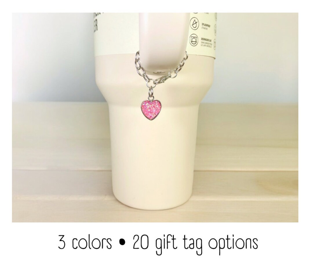 Tumbler Charm - Pink Heart - Handle Charm - Stanley - Hydrojug - Owala ...