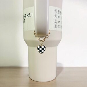 Tumbler Charm - Checkered Heart - Handle Charm - Stanley - Hydrojug ...