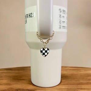 Tumbler Charm - Checkered Heart - Handle Charm - Stanley - Hydrojug ...