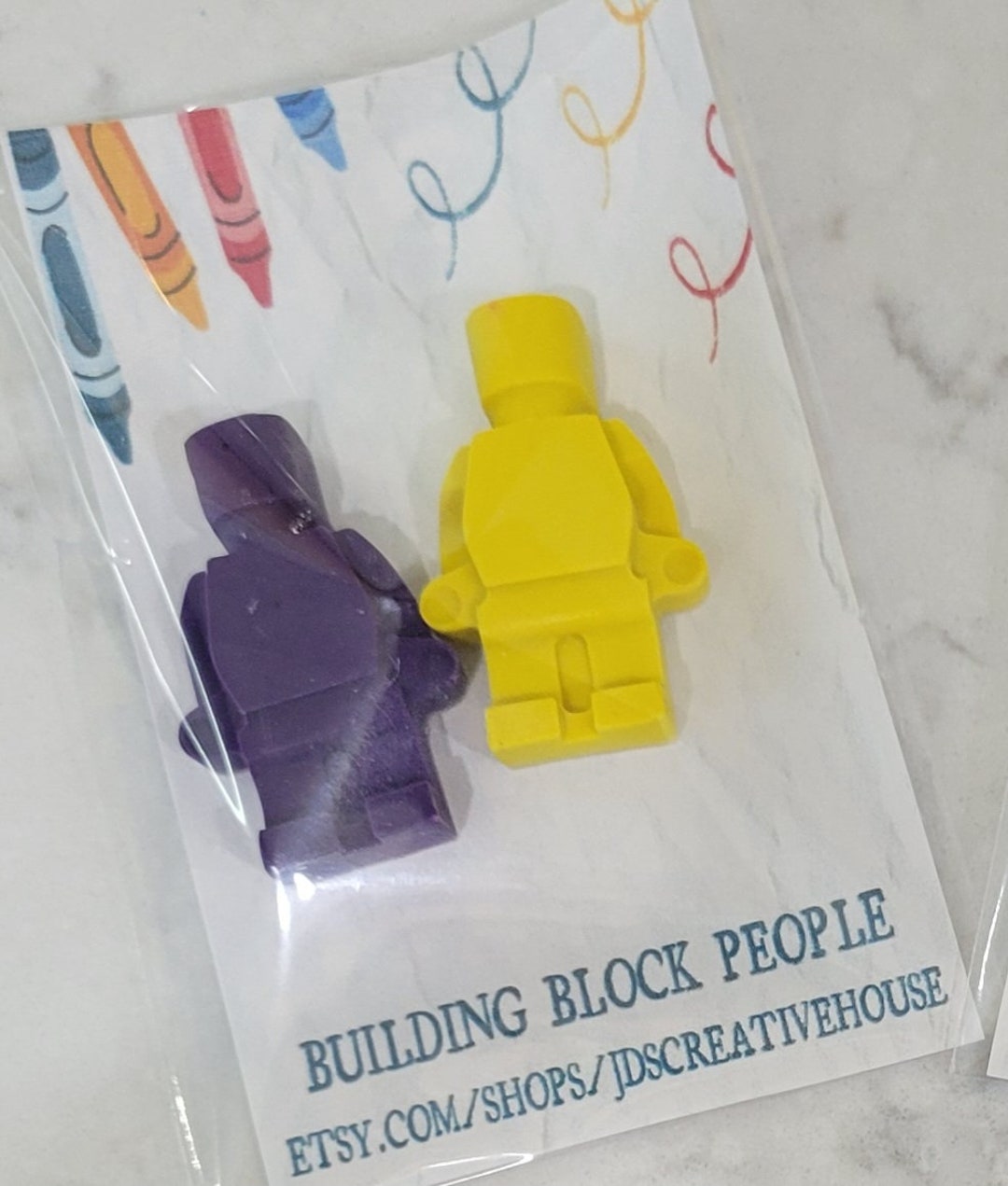 Building Block People Crayons Set of 2 Various Single Colors Stocking ...