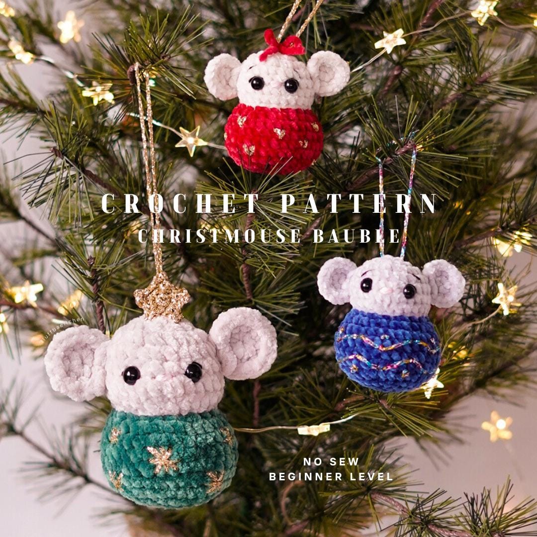 Christmouse Bauble Crochet Pattern | Christmas Mouse Ornament ...