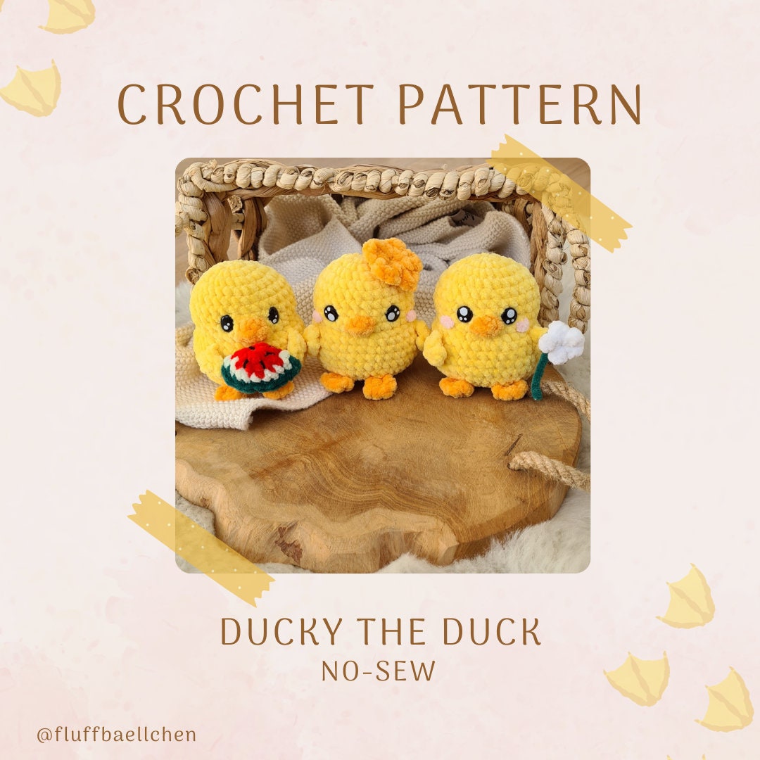 Ducky the Duck bez szycia/z małą ilością szycia na szydełku z dodatkami ...