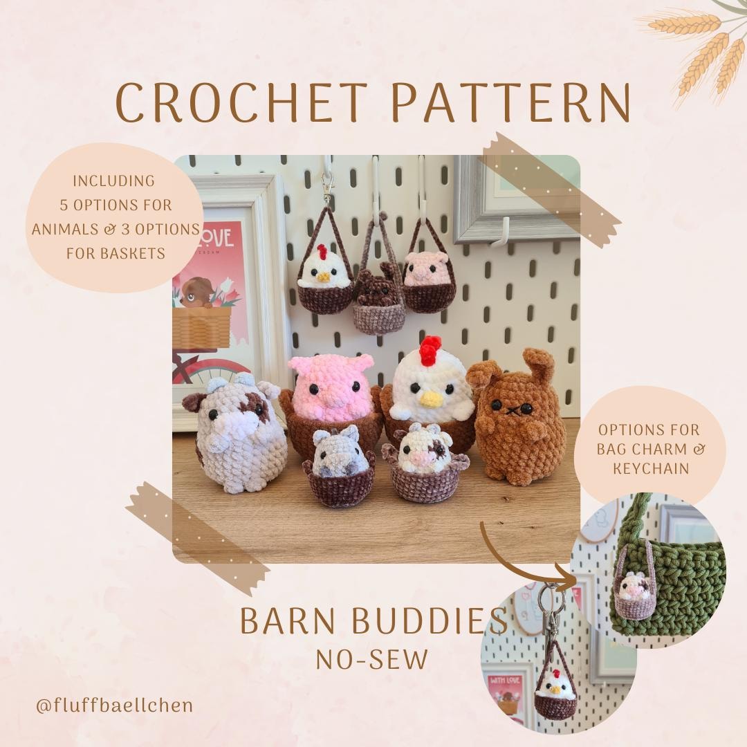 Barn Buddy Bundle - No-sew Farm Animals in Basket Crochet Pattern ...