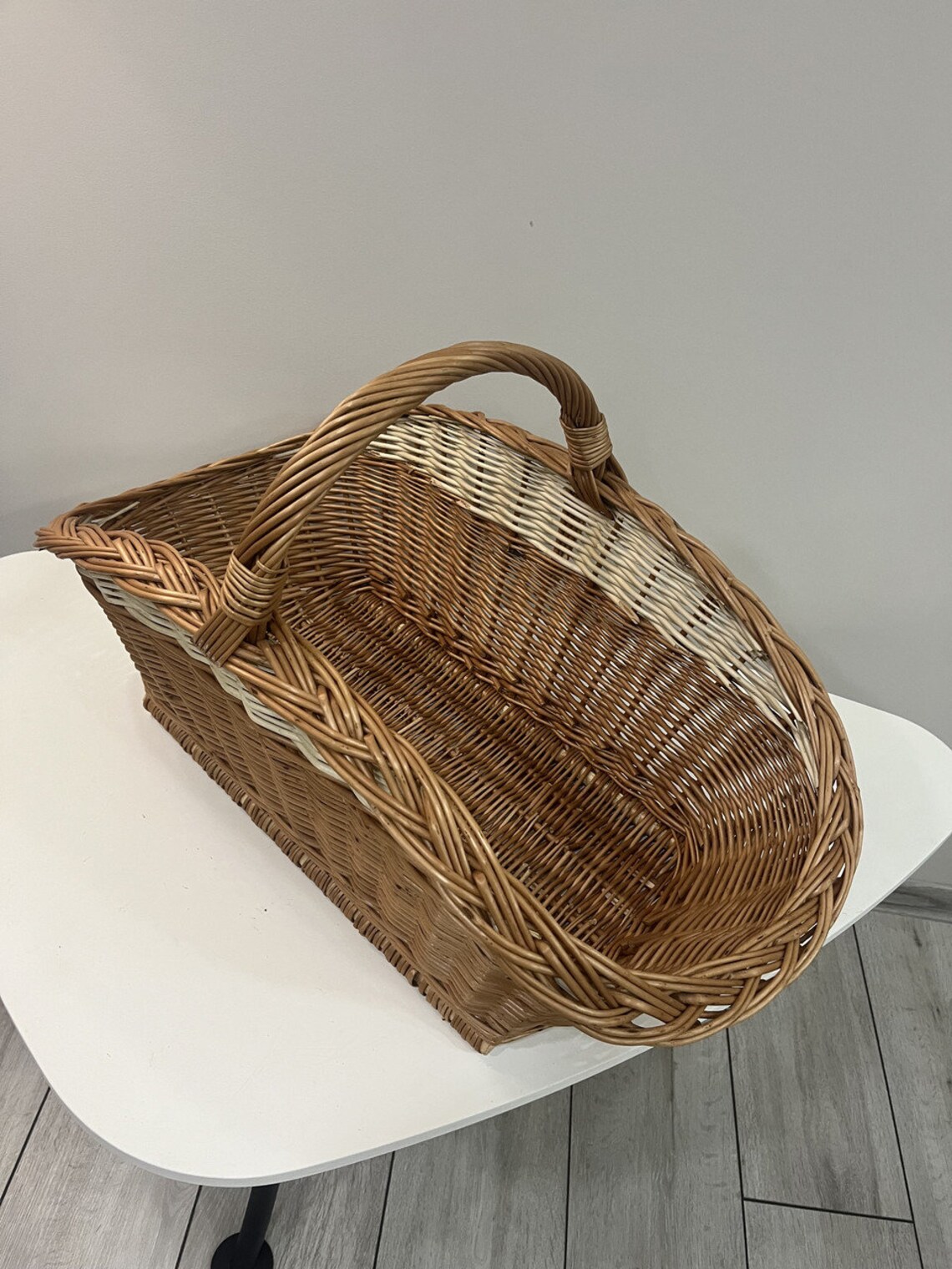 Wicker Basket Natural Log Carrier Firewood Storage Fireplace Decor ...