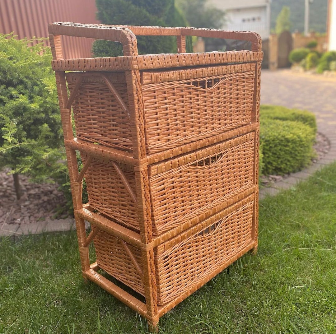 Eco-friendly Wicker Dresser Boho Furniture Chest of Drawers Handmade ...
