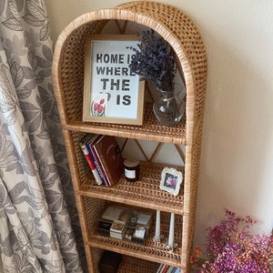 Arched Wicker Bookshelf Rattan Bookcase Plant Stand Boho Furniture Arch ...