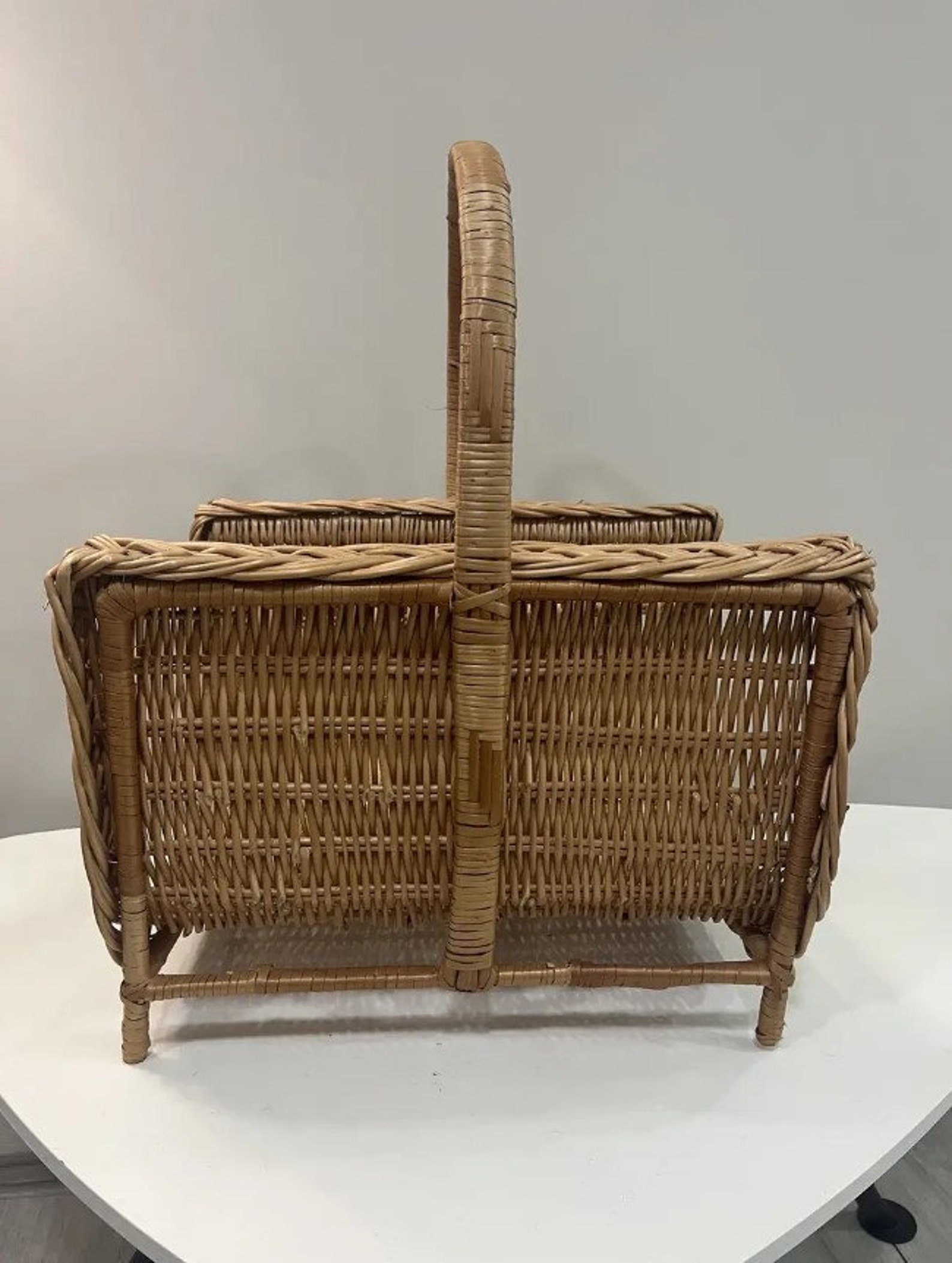 Natural Wicker Log Carrier Firewood Holder Indoor Fireplace Decor Log ...