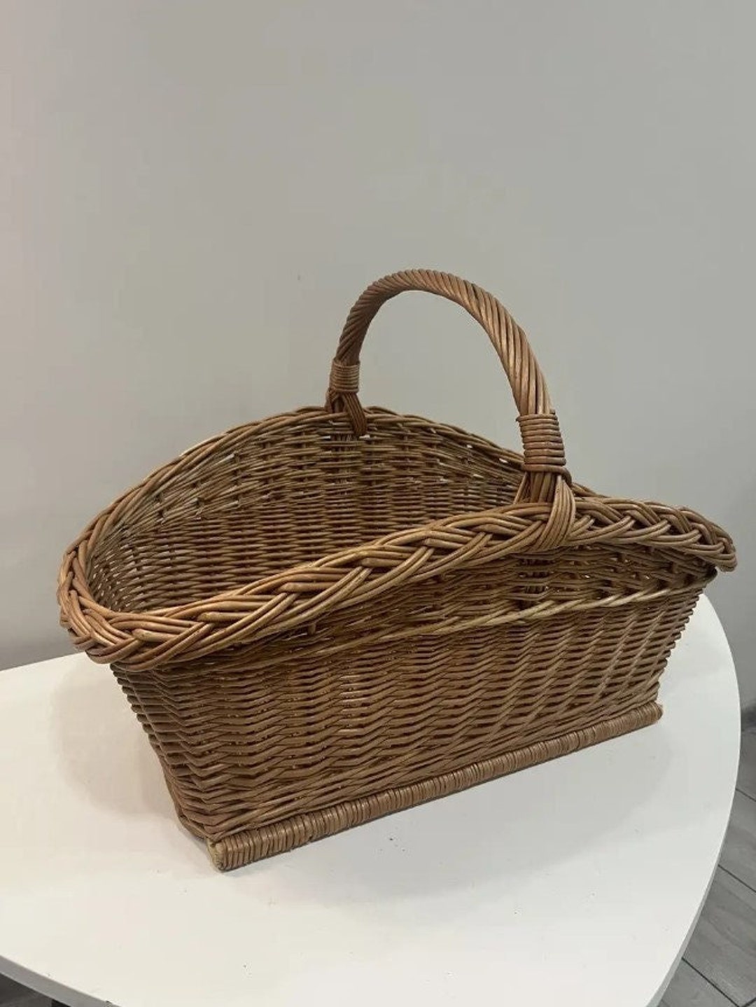 Natural Wicker Log Carrier Basket Firewood Holder Indoor Fireplace ...