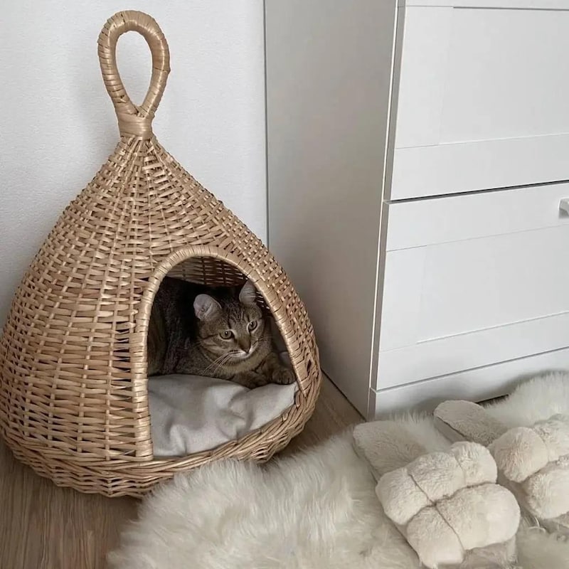 Cat Houses Rattan - Etsy