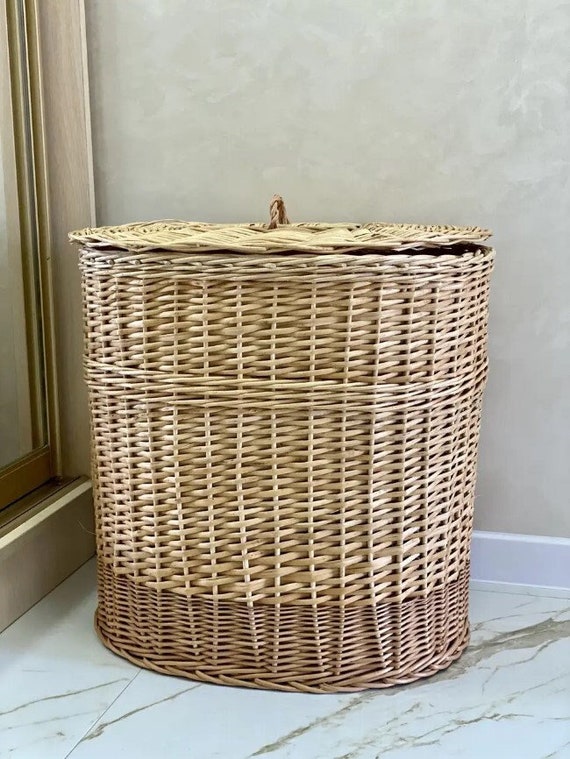 Wicker Oval Laundry Hamper Storage Basket With Lid Natural Rattan Woven Laundry Basket Holder Hamper Bathroom Organizer Basket Etsy Ireland
