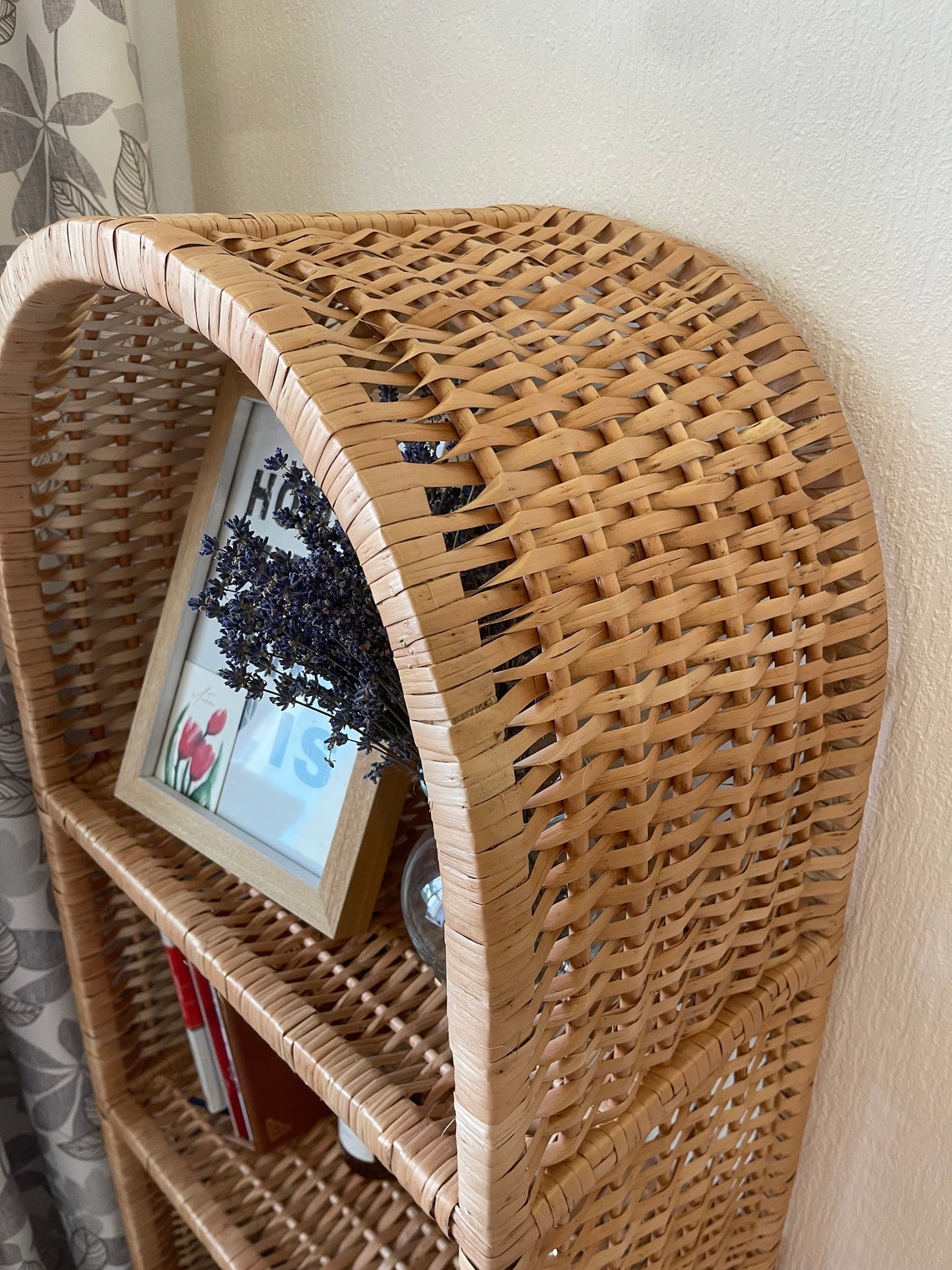 Arched Wicker Bookshelf Rattan Bookcase Plant Stand Boho Furniture Arch ...