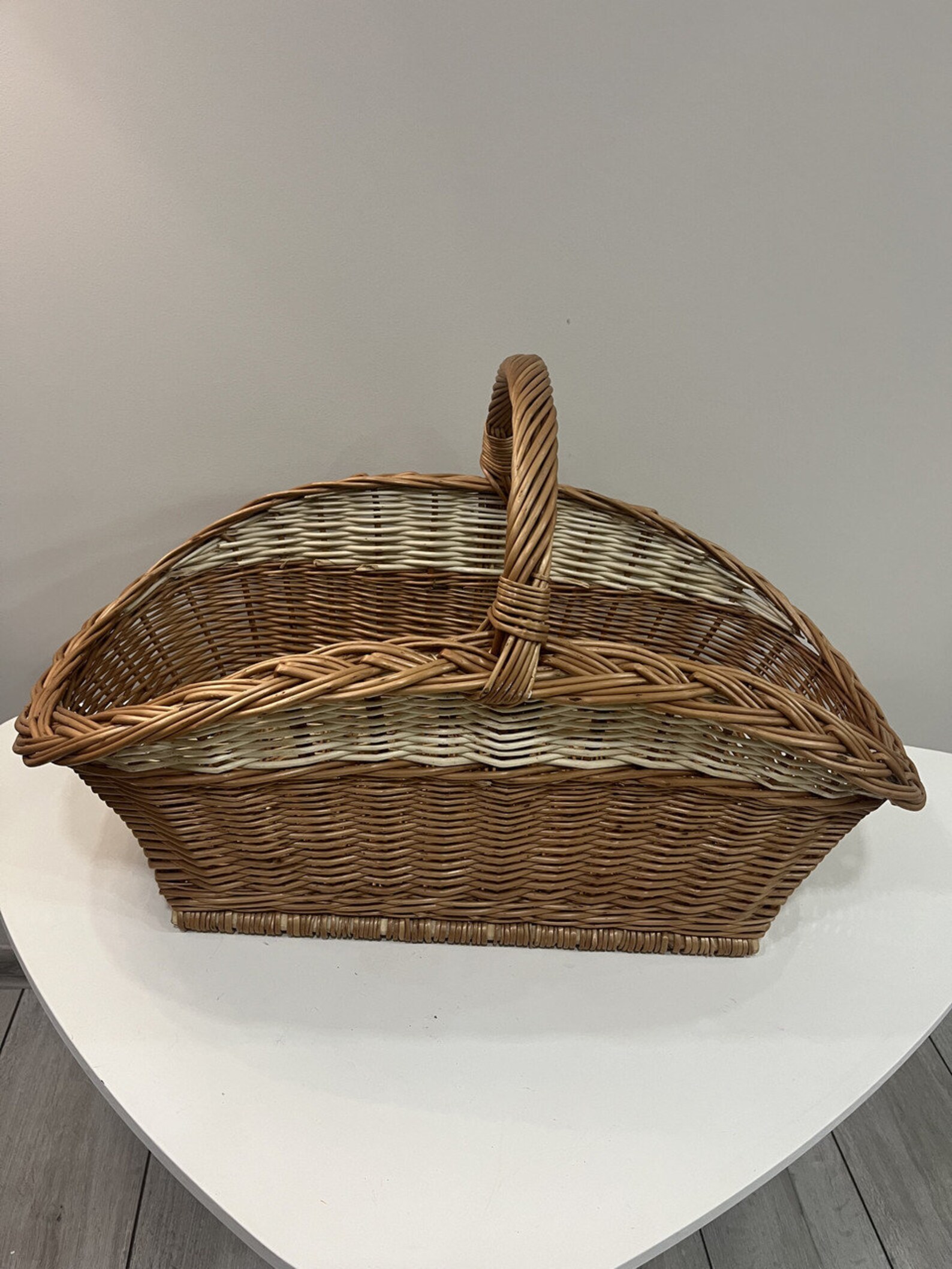 Wicker Basket Natural Log Carrier Firewood Storage Fireplace Decor ...