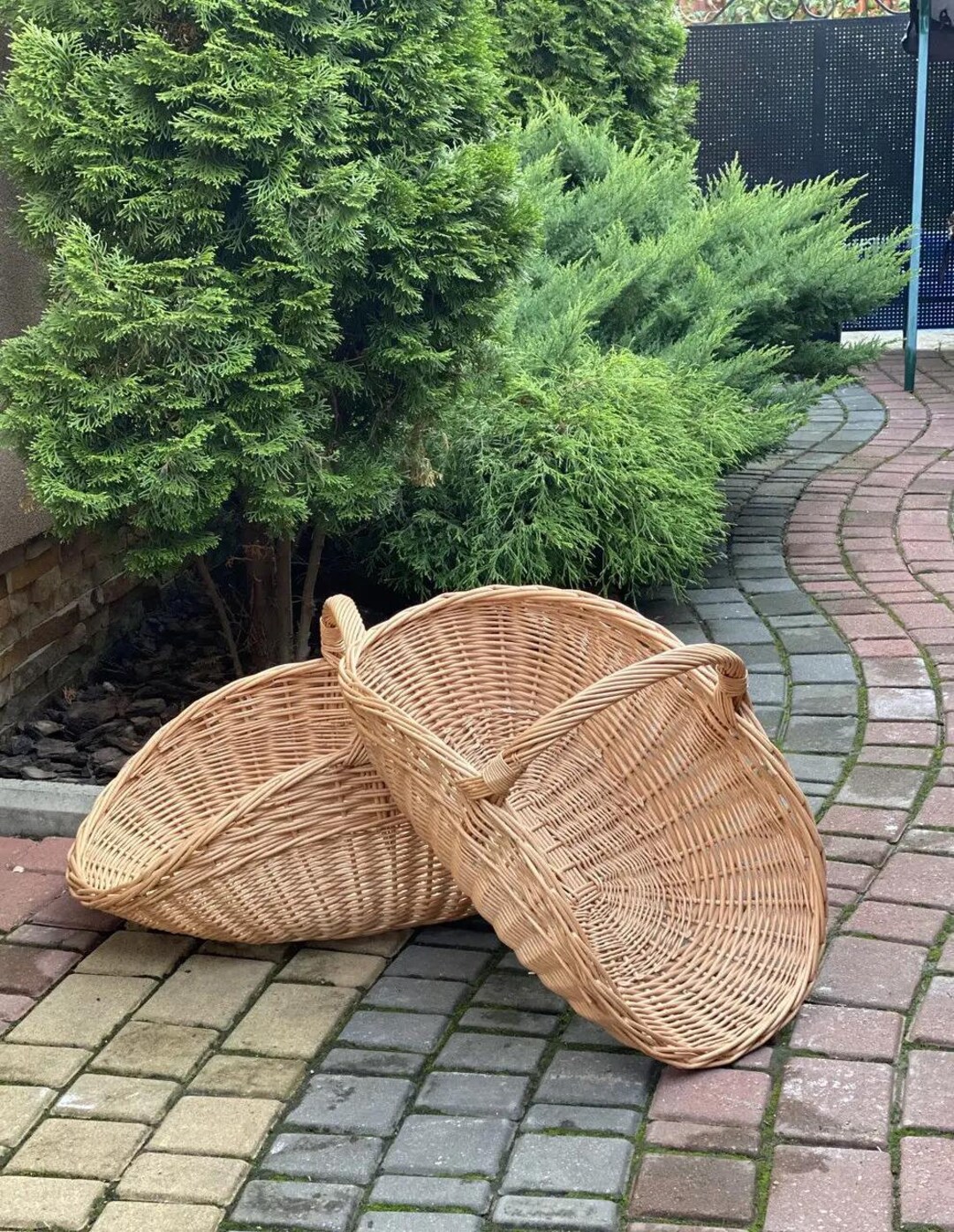 Handmade Log Storage Wicker Firewood Basket With Handle Natural Wicker ...