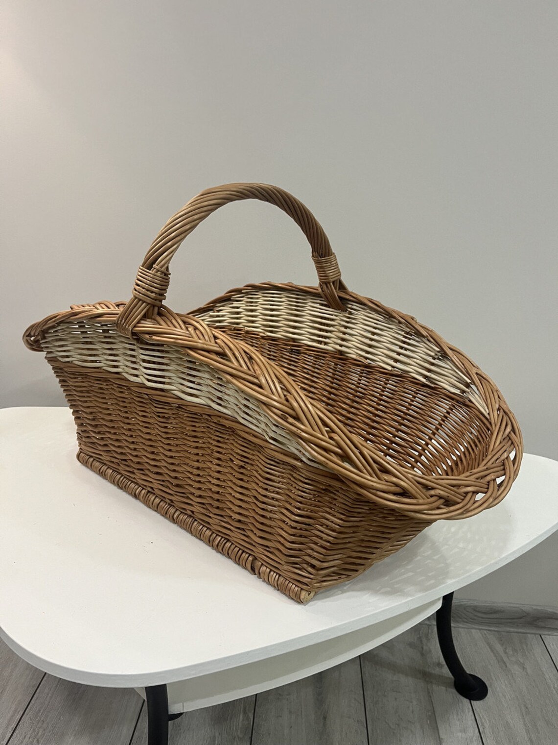 Wicker Basket Natural Log Carrier Firewood Storage Fireplace Decor ...